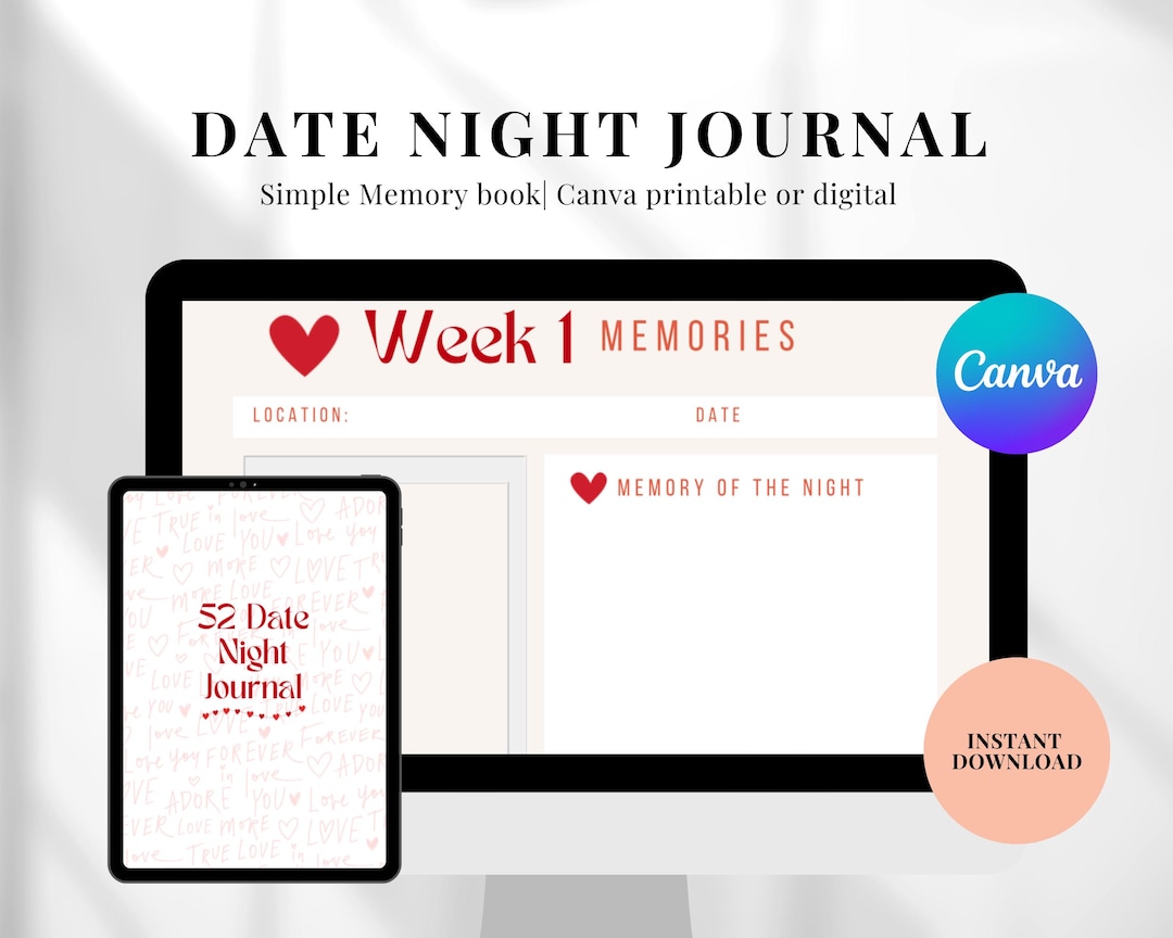 Editable Date Night Journal Canva Template Customizable Date Night ...