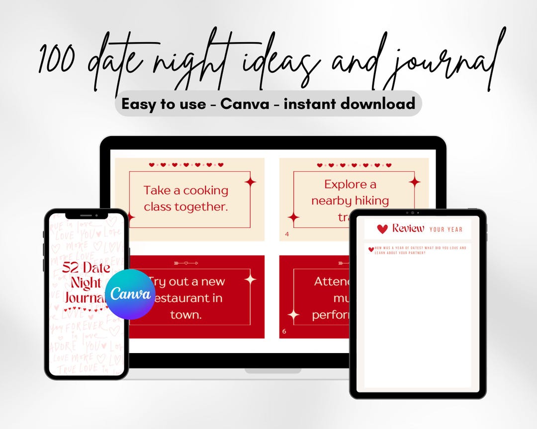 Anniversary Gift Date Night Journal Date Night Jar Digital Couple ...