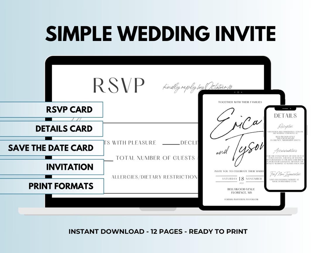 Wedding Invitation Template Wedding Invitation Dress Code Wedding Kit ...