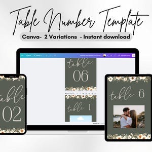 DIY Wedding Table Number Template Photo Table Numbers Template Editable ...