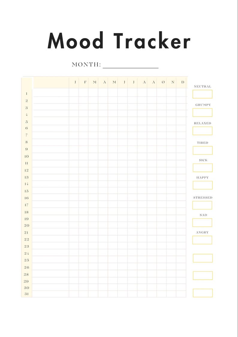 Mood Tracker Bundle Printable Mental Health Planner Templates Self-care ...