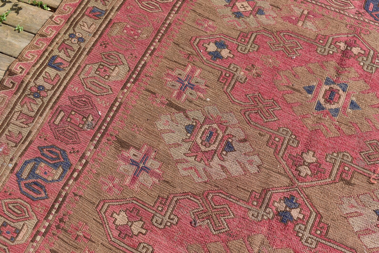 Caucasian Rug 5x9 Size Handwoven Antique Vintage Sumak Kilim 175x292cm ...