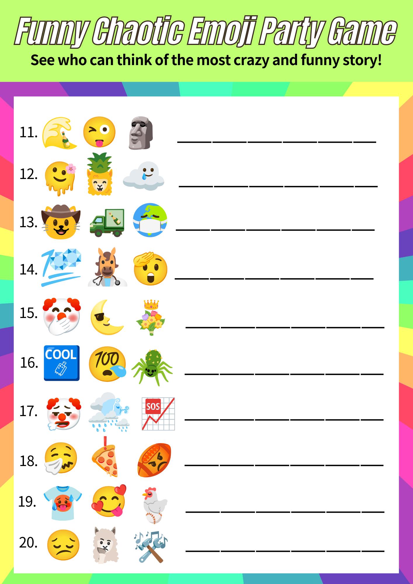 Funny Emoji Storytelling Game | Game Night Ideas | Printable Game ...