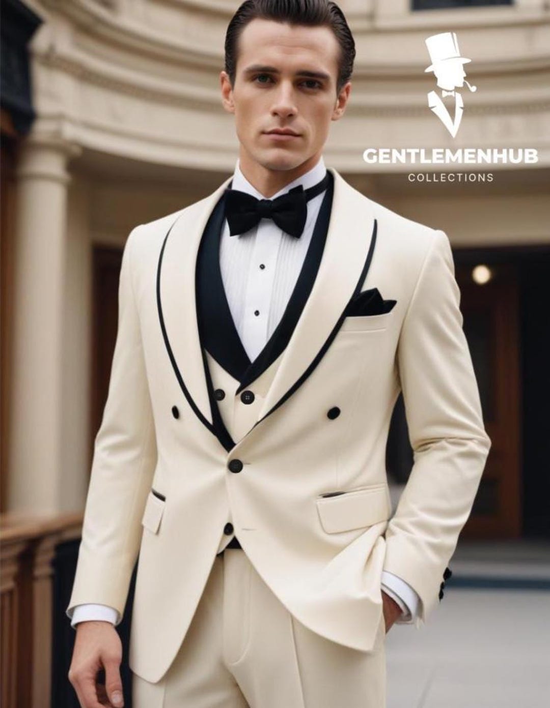 Wedding Suits for the Groom - Ivory - Man Suits 3 Piece Slim Fit Suits ...
