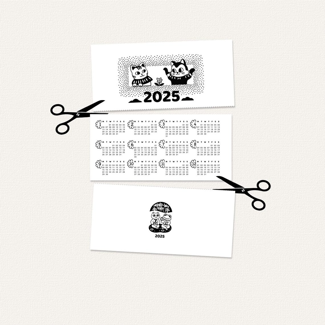 Printable 2025 Japanese Woodblock-style Cute Cat Calendar – Wall ...