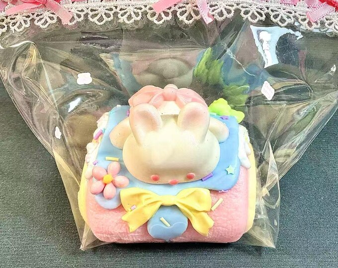 Bunny Swiss Roll Taba Squishy | Handmade Squeeze Toy | Stress Relief ...