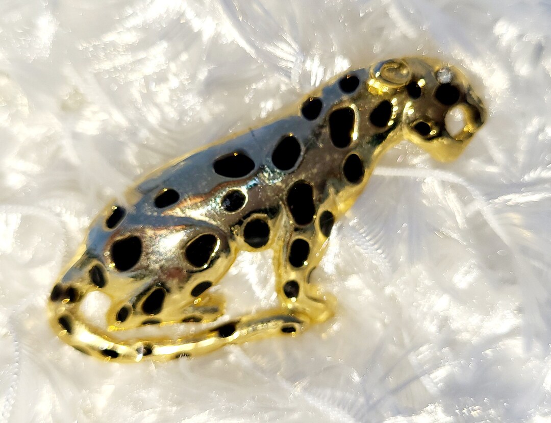 Small Gold Tone & Black Jaguar Brooch Pin 2 X 1 - Etsy