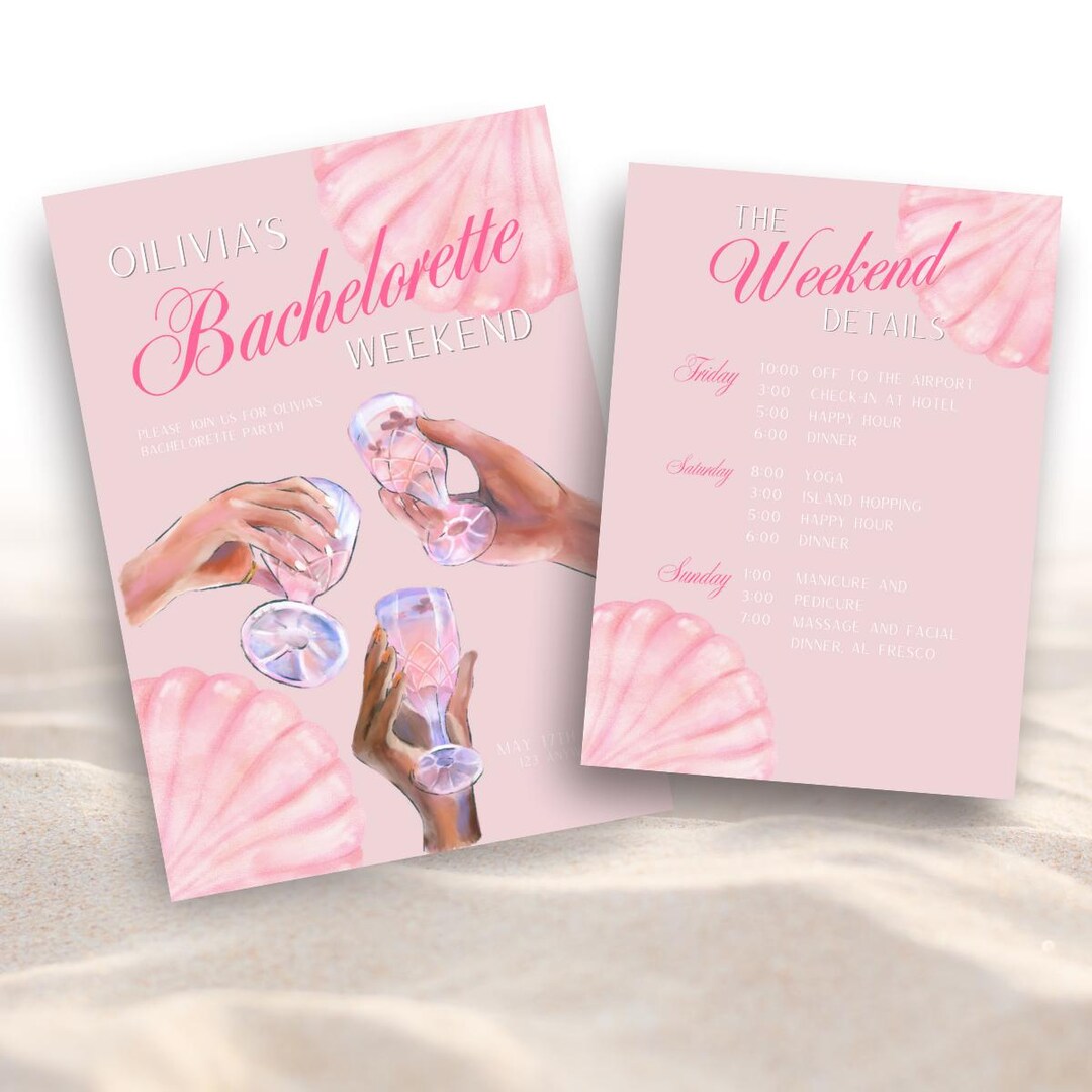 Shell Bachelorette Weekend Invitation: Beach Trip Party (digital ...