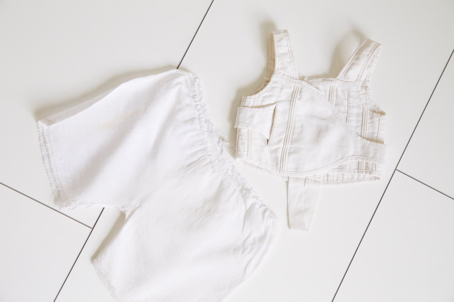 Vintage Baby Set Rare Corset Stay 2 Linen Tops Shorts - Etsy Canada