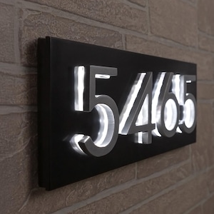 Personalized Horizontal Backlit Floating Plaque: 1-5 Digits Modern LED ...