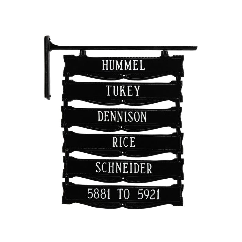 Custom Cast Aluminum Stacked Signs: Double Sided Hanging Address Plaque ...