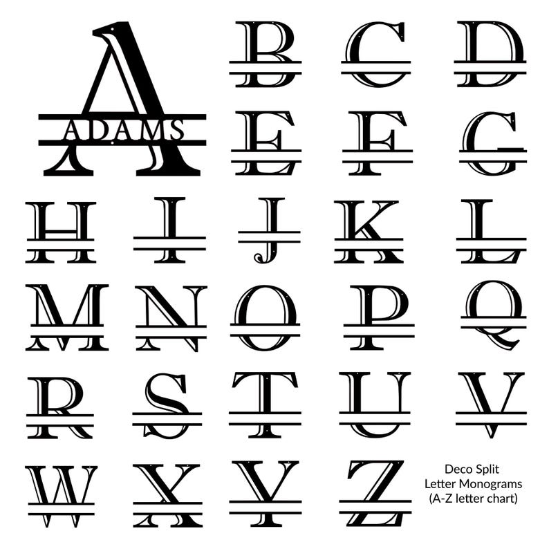 Custom Steel Split Letter Monogram Signs - 6 Font Styles: Personalized ...