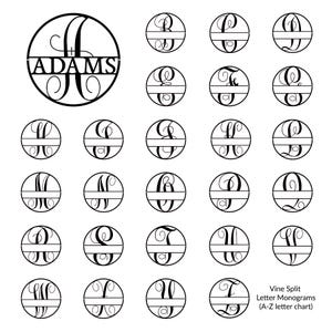 Custom Steel Split Letter Monogram Signs - 6 Font Styles: Personalized ...