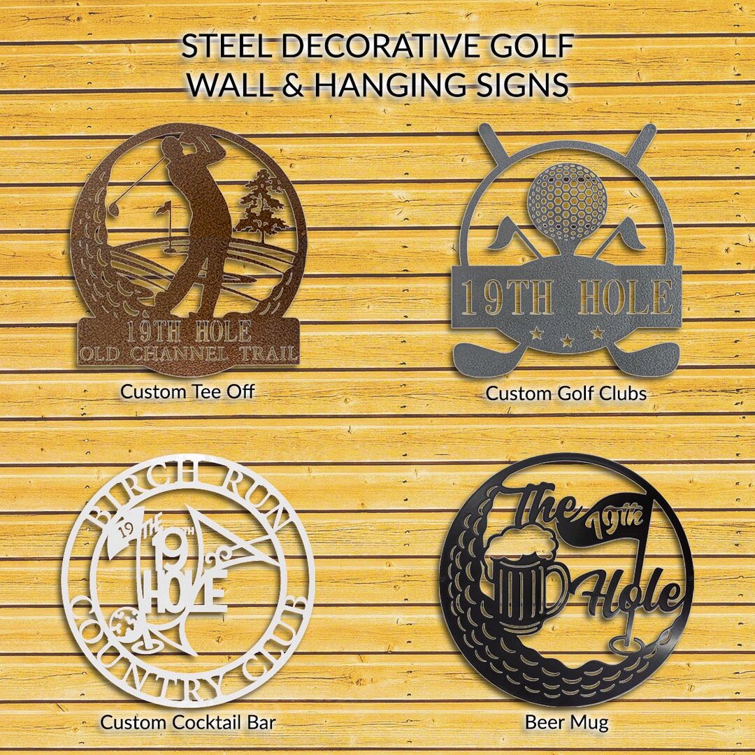 Golf Steel Circle Decorative Wall Signs - 4 Styles, Personalized Golf ...
