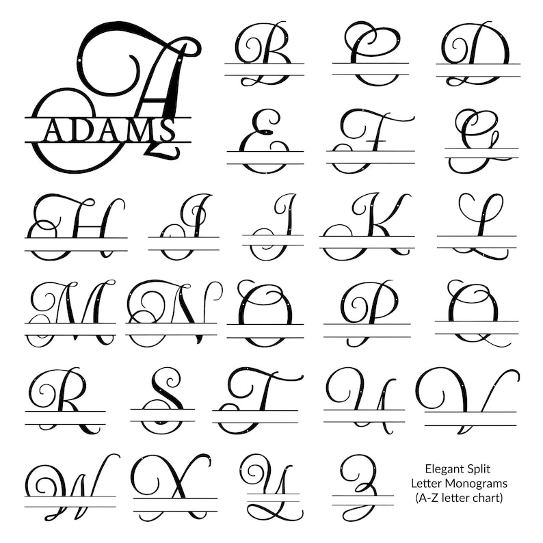 Custom Steel Split Letter Monogram Signs - 6 Font Styles: Personalized ...