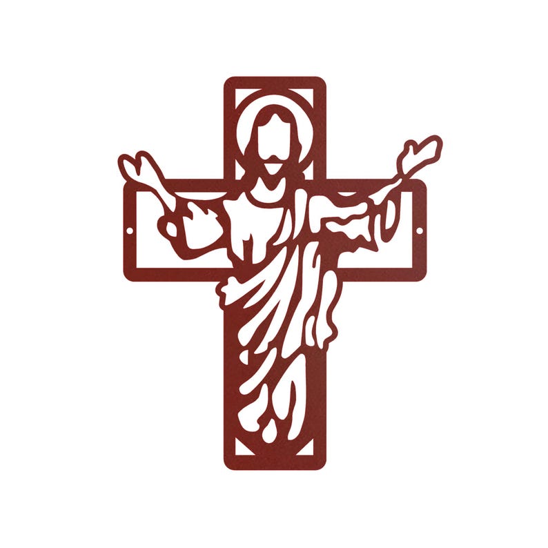 Steel Cross Signs - 5 Styles: Metal Jesus Crucifix Wall Plaque ...