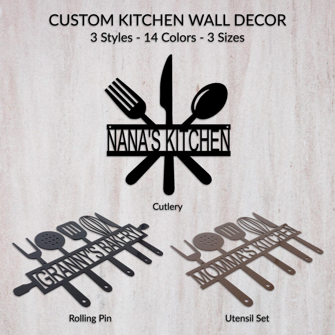 Kitchen Steel Custom Wall Art Décor - 3 Styles, Personalized Cooking ...