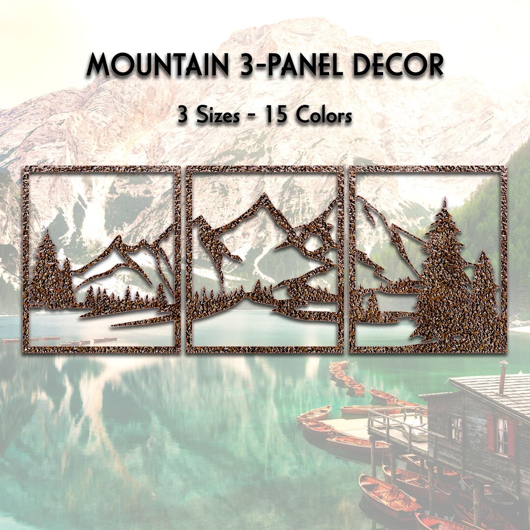 Steel Mountain 3-panel Wall Signs - 3 Sizes: Metal Wildlife Wall Decor ...