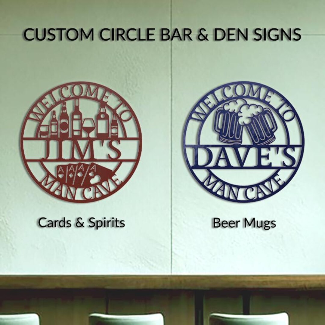 Steel Circle Two-line Bar & Lounge Signs, Personalized Metal Spirits ...