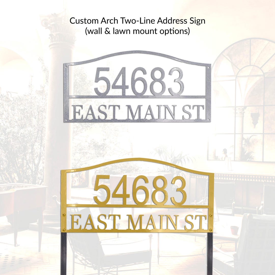 Custom Laser Cut Arch Address Signs - Lawn & Wall Mount: Two-line Metal ...