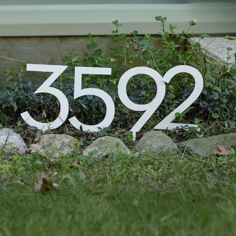 Steel Modern House Numbers With Lawn Stakes - 5 Sizes: Bohemian Yard ...