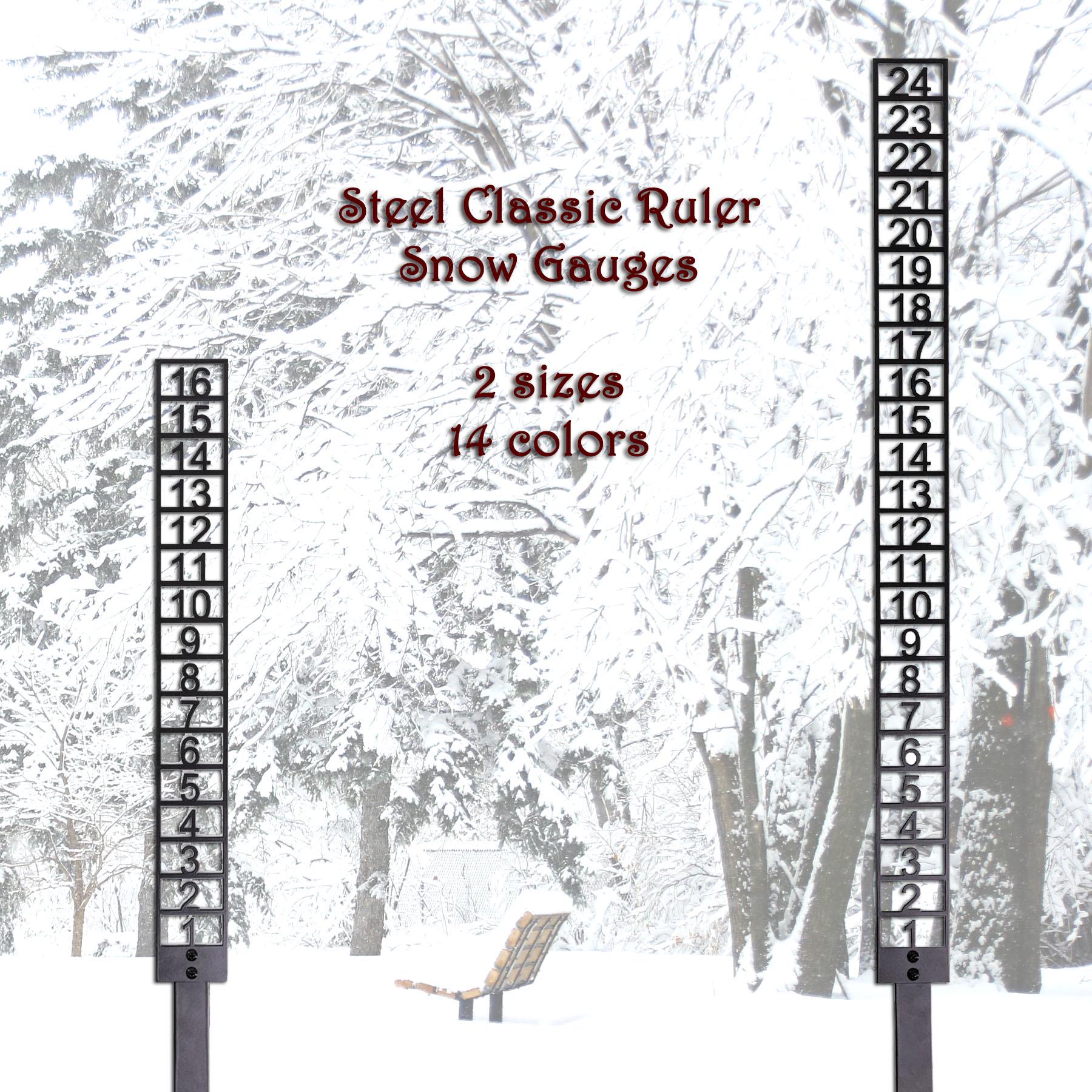 Steel Classic Snow Gauge - 2 Sizes: Metal Winter Snow Ruler, Rust ...