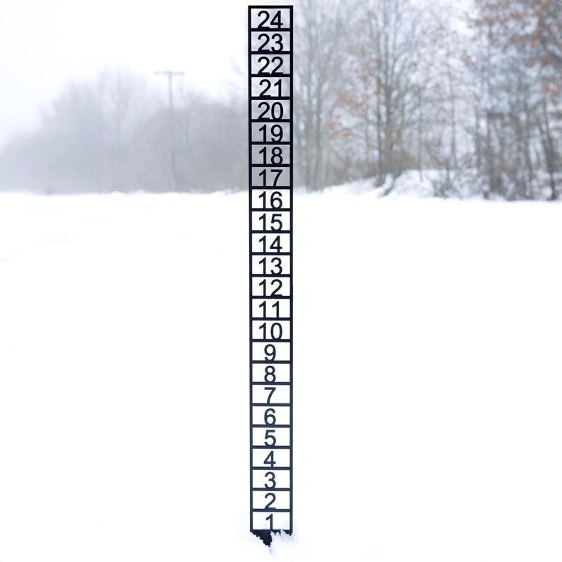 Steel Classic Snow Gauge - 2 Sizes: Metal Winter Snow Ruler, Rust ...