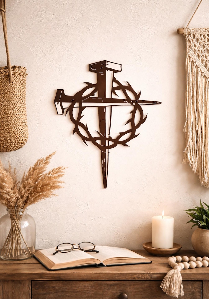 Steel Cross Signs - 5 Styles: Metal Jesus Crucifix Wall Plaque ...