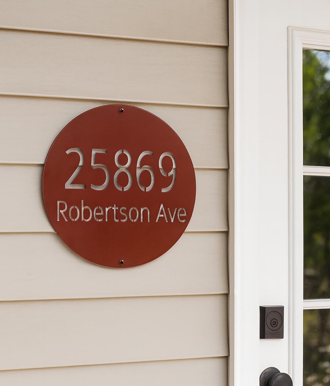 Custom Steel 8" & up Circle Address Signs: Two-line Metal Wall House ...