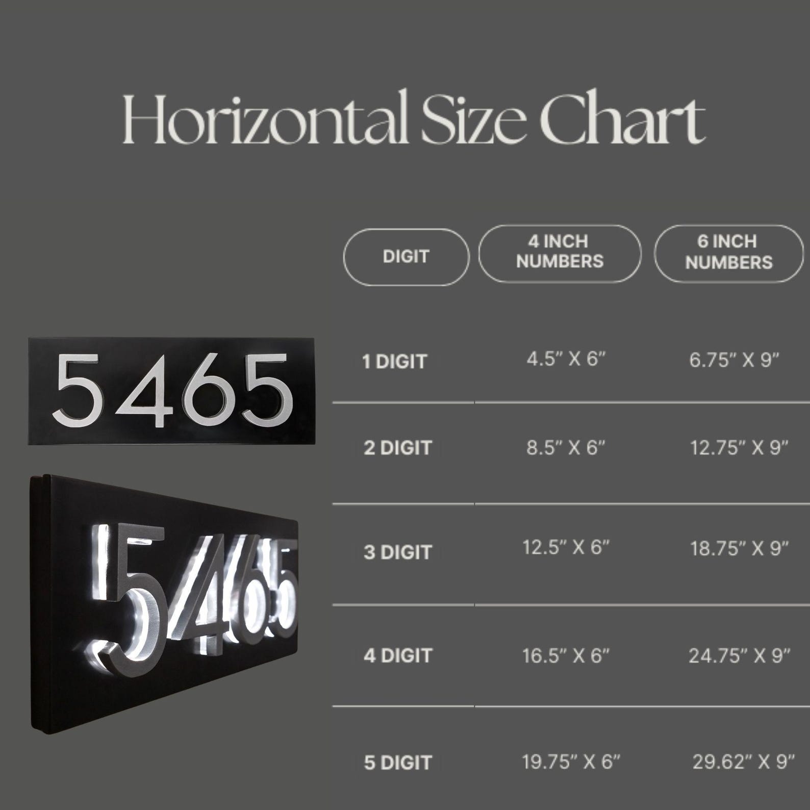 Personalized Horizontal Backlit Floating Plaque: 1-5 Digits Modern LED ...