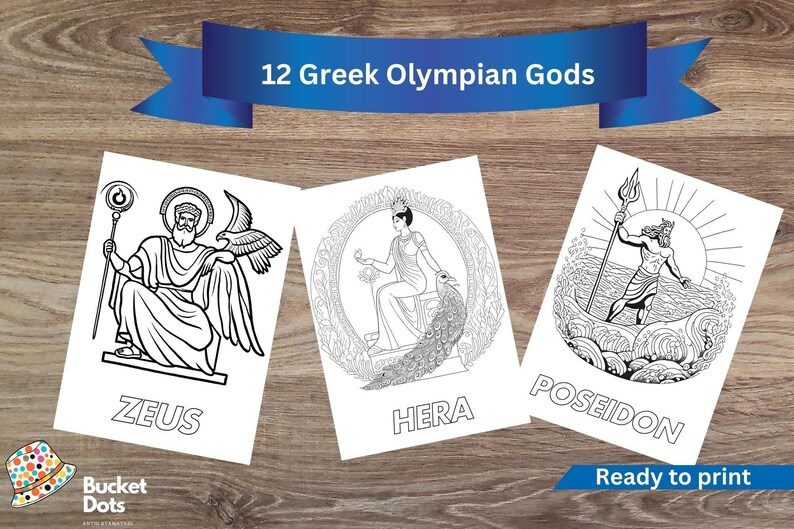 12 Ancient Greek Olympian Gods Mythology Coloring Pages, Goddesses and ...
