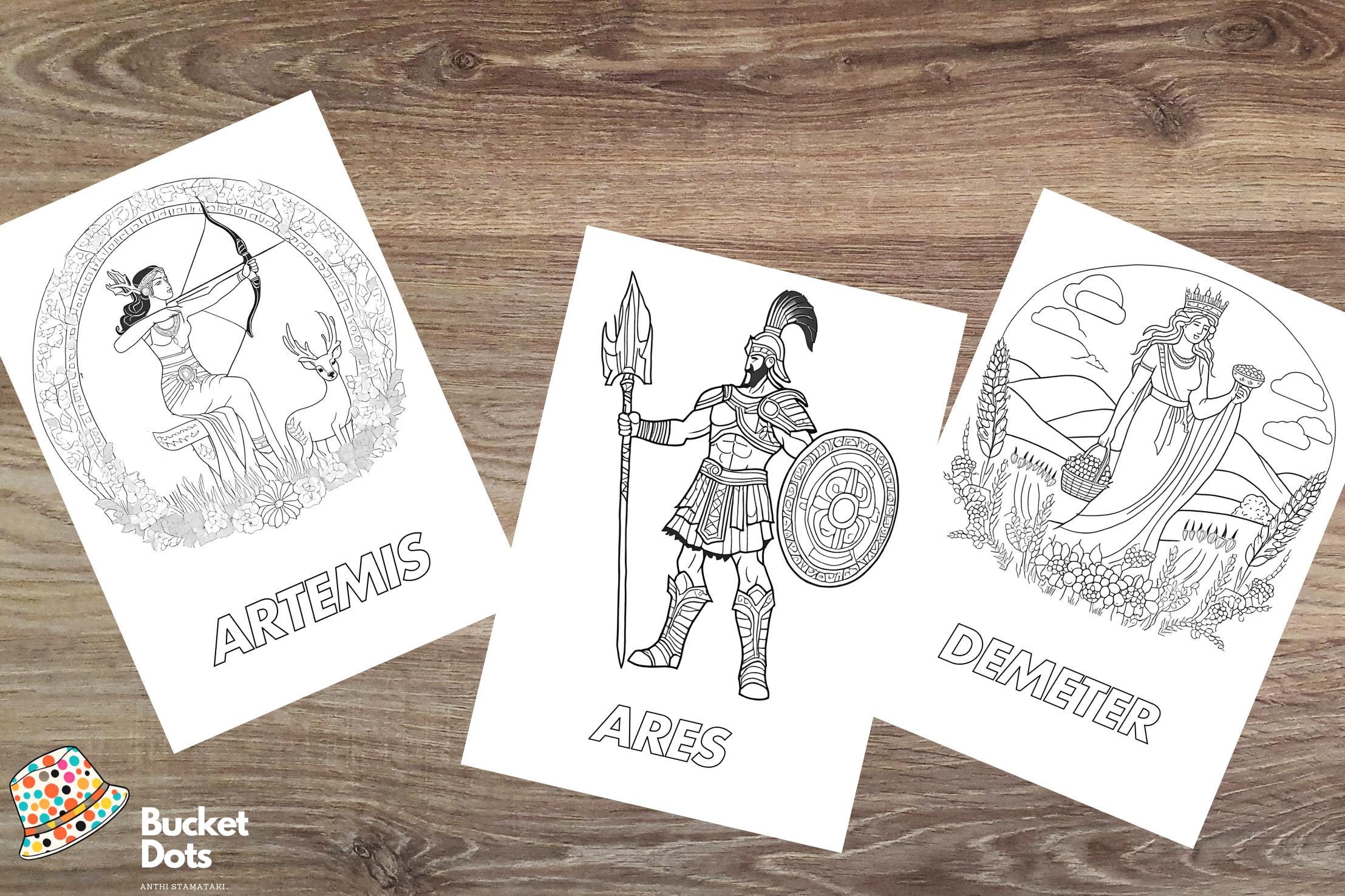 12 Ancient Greek Olympian Gods Mythology Coloring Pages, Goddesses and ...