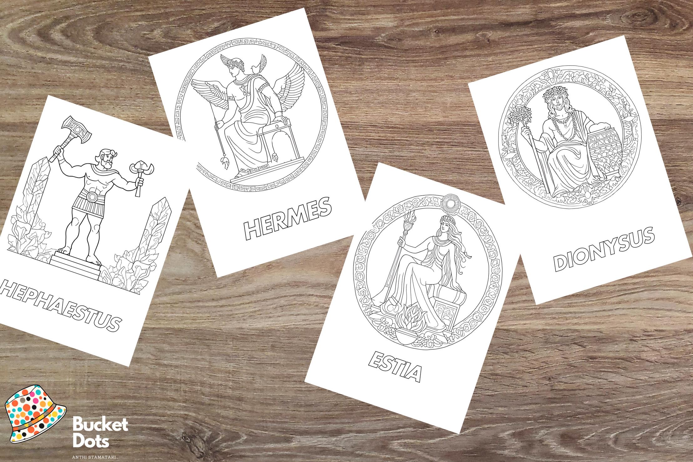 12 Ancient Greek Olympian Gods Mythology Coloring Pages, Goddesses and ...