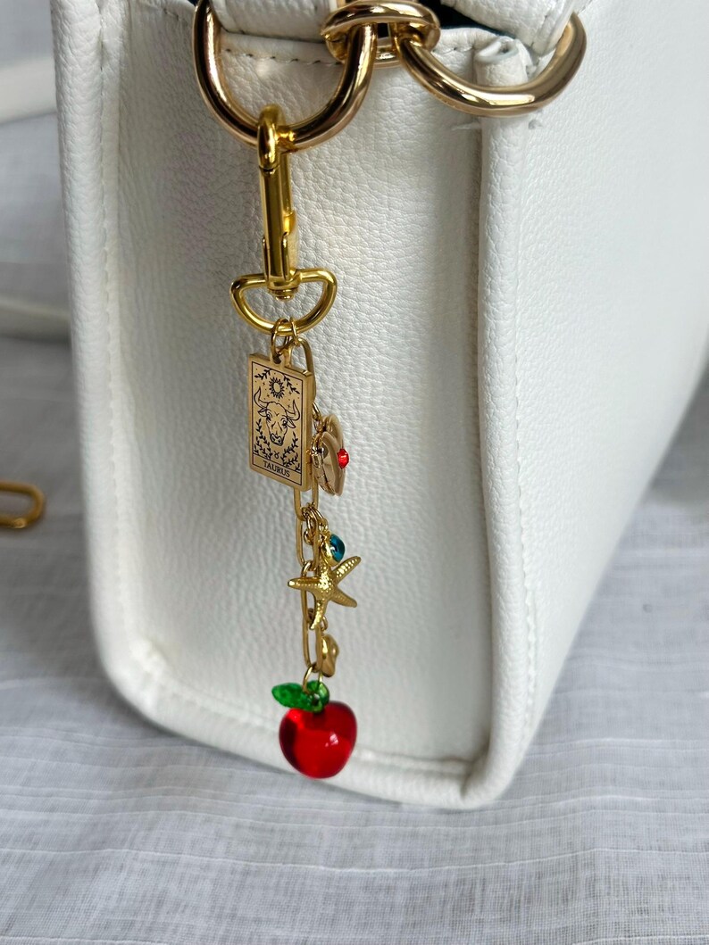 Personalized Handbag Keychain Accessory • Gold Initial & Birthstone ...