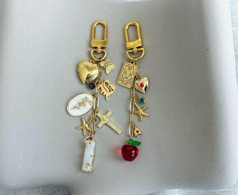 Personalized Handbag Keychain Accessory • Gold Initial & Birthstone ...