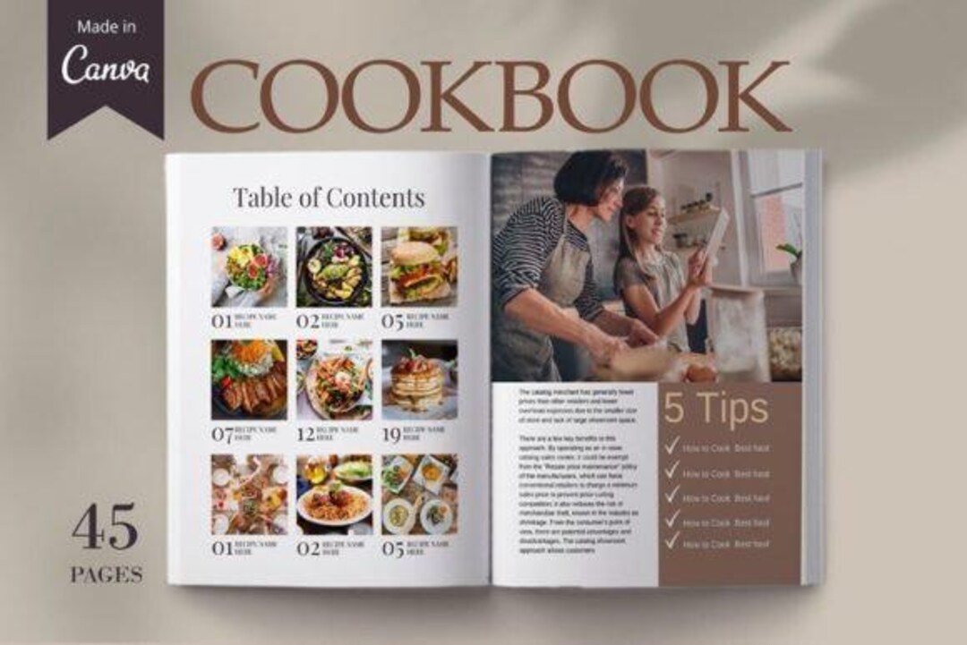 Digital Cookbook Template | Canva - Etsy