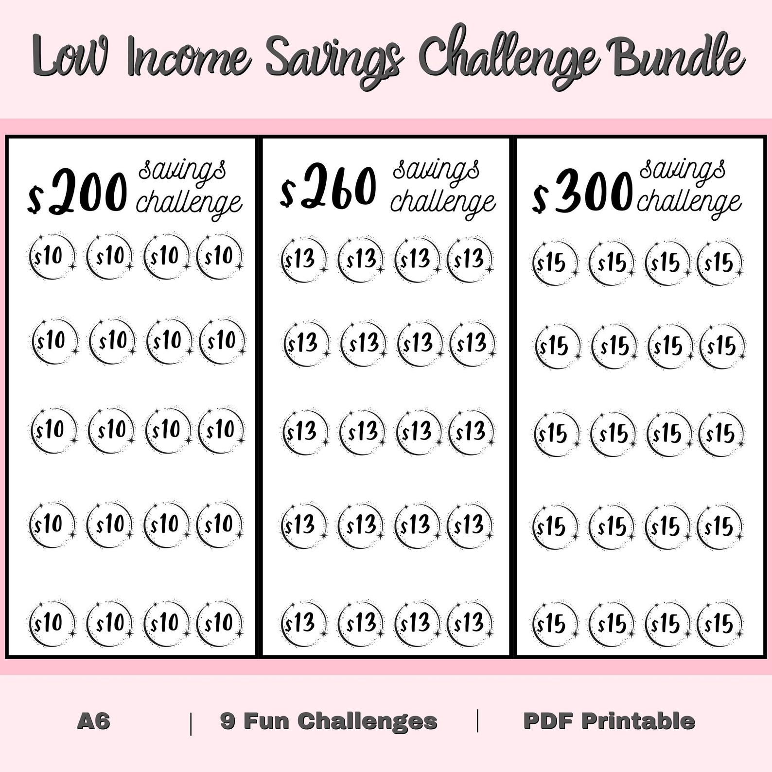 A6 Low Income Savings Challenge Bundle, Money Savings Challenge ...
