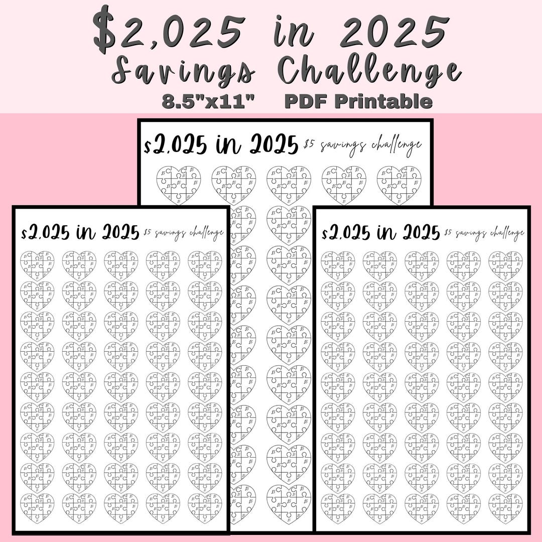 25,025 in 2025 Savings Challenge, Low Number Savings Challenge, Puzzle ...