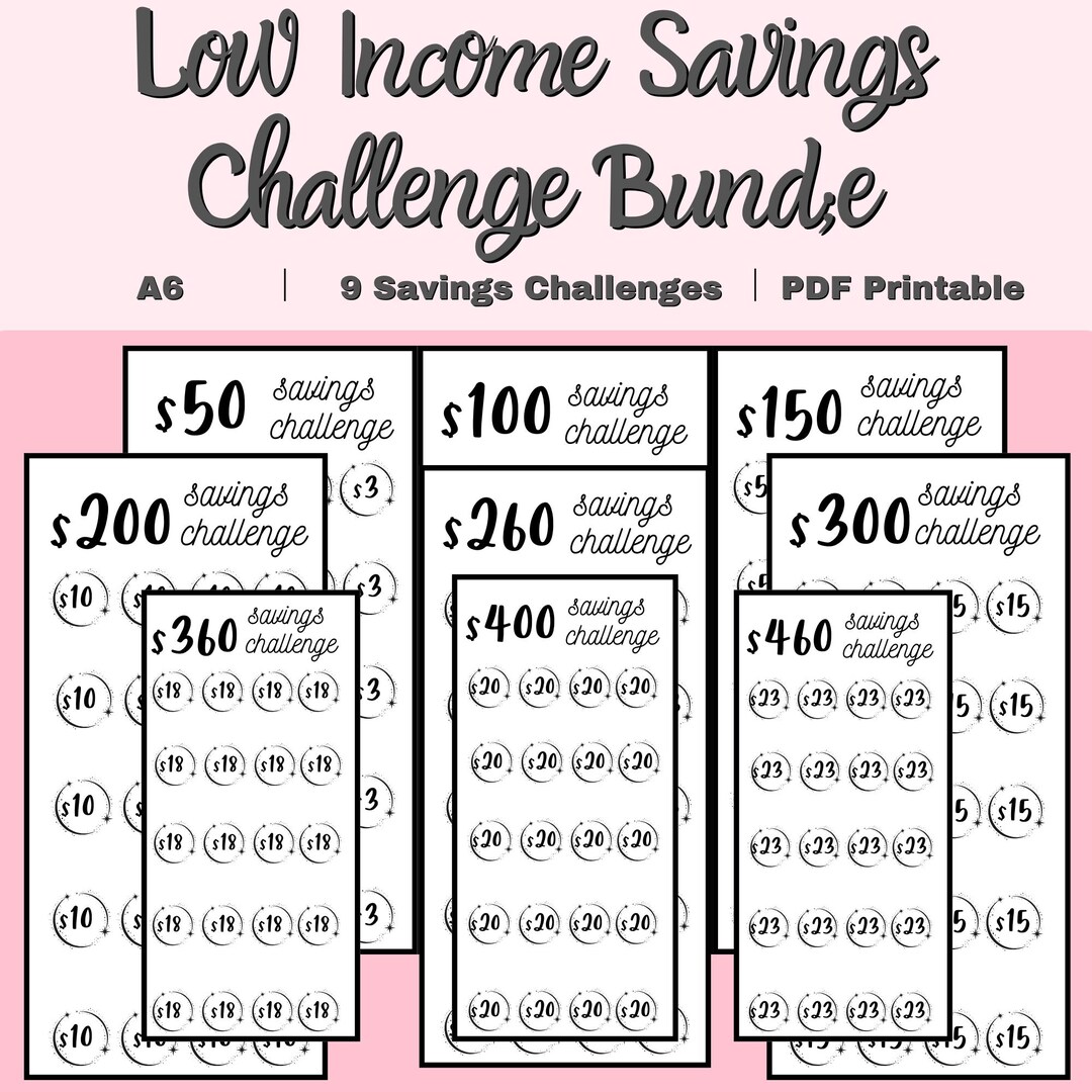 A6 Low Income Savings Challenge Bundle, Money Savings Challenge ...