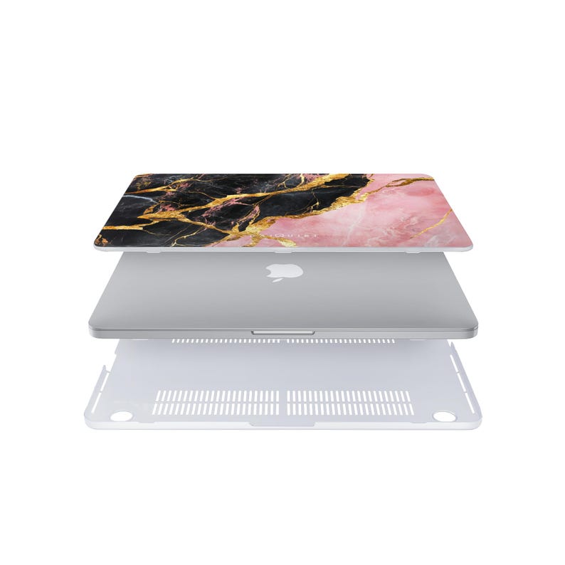 Dream Kiss MacBook Pro / Air Case Pink Marble Design Cover for Apple Laptop- Stylish Trendy ...