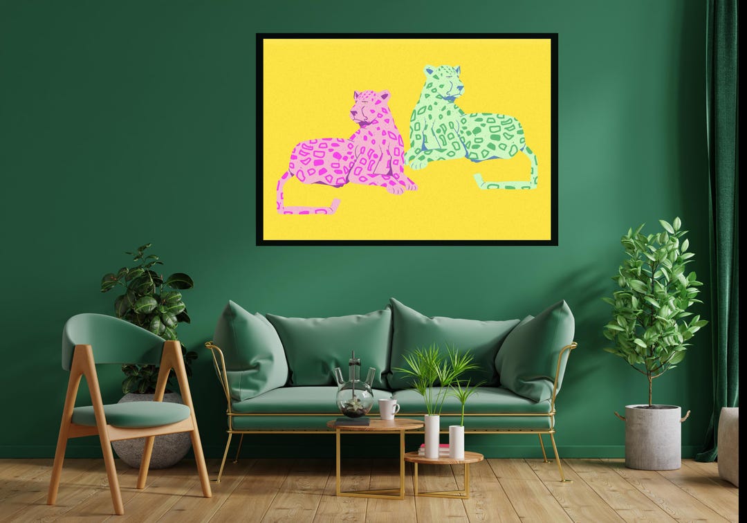 Pop Art Leopards Digital Art Poster Vibrant and Modern Wall Decor - Etsy