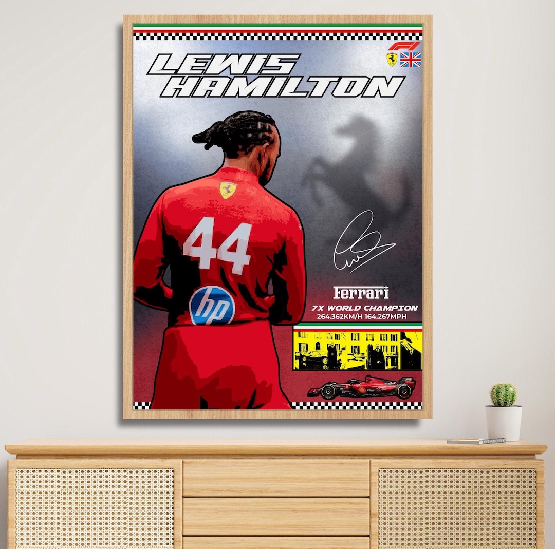 Lewis Hamilton Ferrari Tribute Poster - 7x World Champion Wall Art - Etsy
