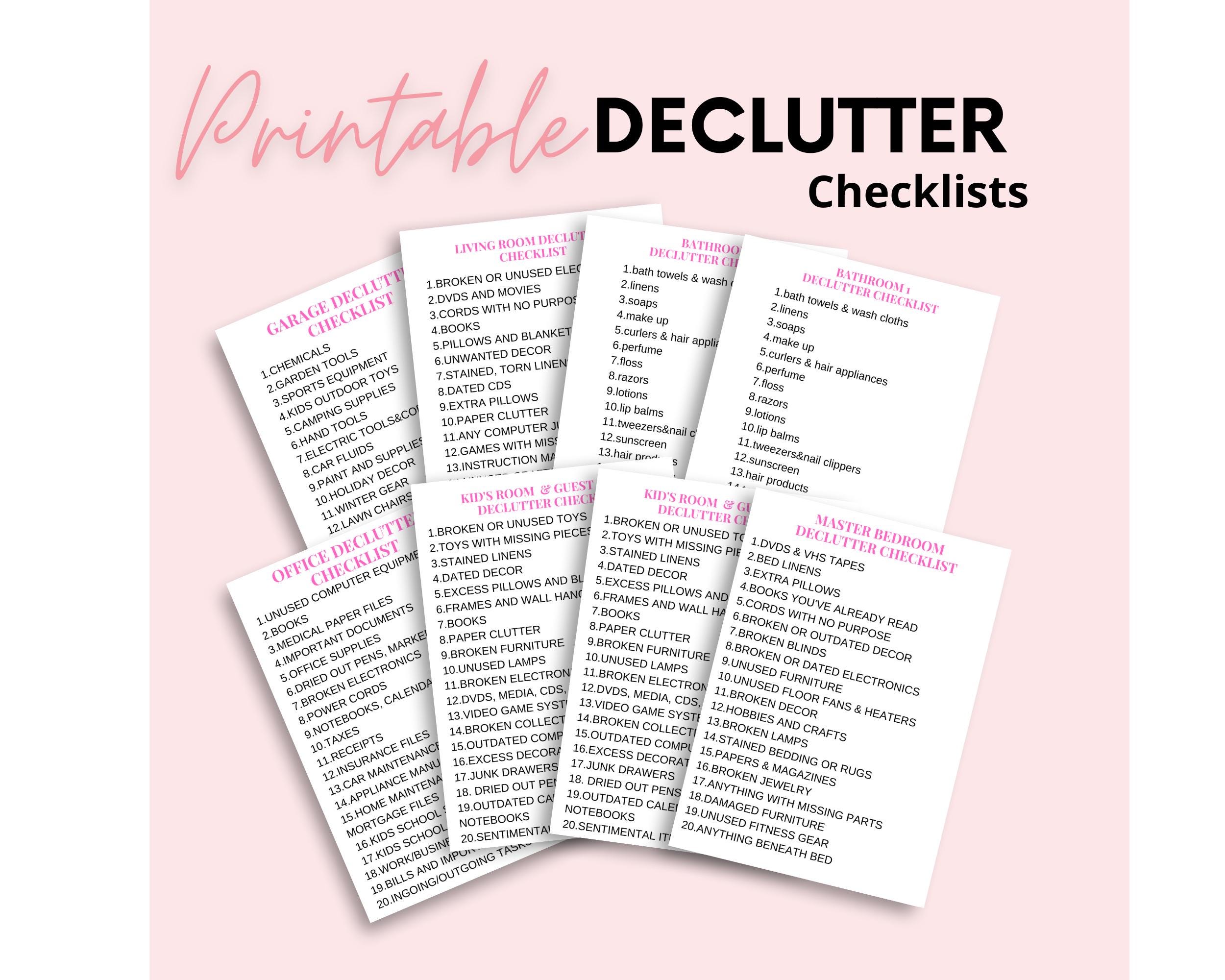 Printable Declutter Checklists for Every Room in Your Home - Instant ...