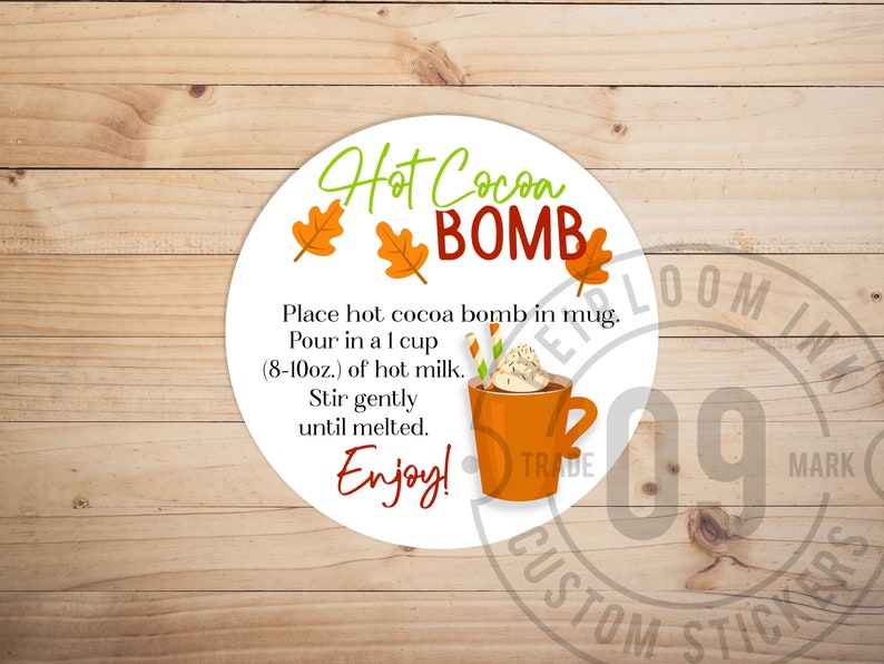 100 Labels Fall Hot Cocoa Bomb Hot Chocolate Bomb Stickers - Etsy