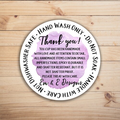 Tumbler Cup Care Labels Tumbler Instructions Stickers 100 - Etsy