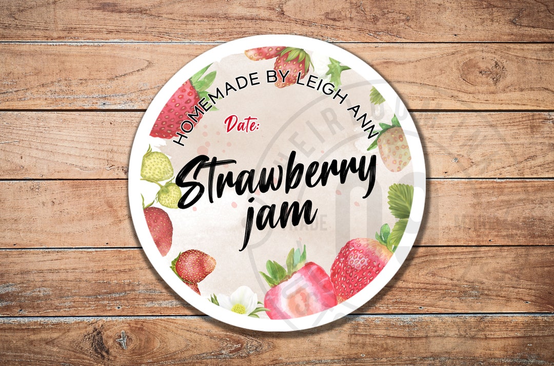 100 Labels PERSONALIZED - Strawberry Jam Labels | Jelly Preserves ...