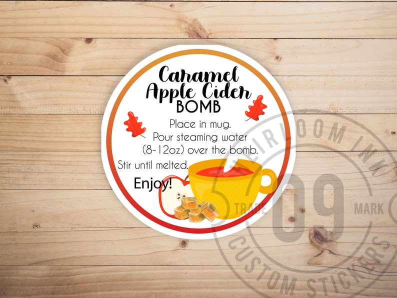 100 Labels Caramel Apple Cider Bomb Cider Bomb Stickers - Etsy