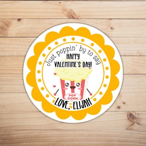 Popcorn Valentine's Day Labels Custom Valentine Stickers Personalized ...