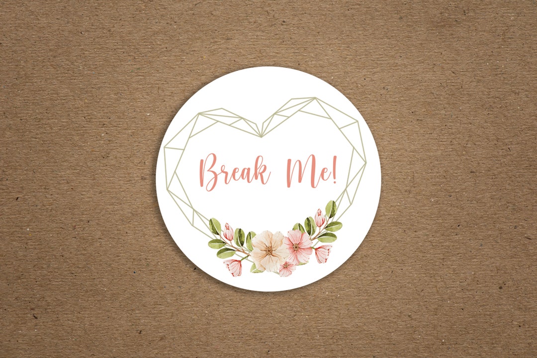 100 Labels - Breakable Heart Labels | Smash Me Stickers | Breakable ...