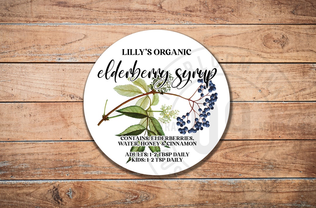 100 Labels PERSONALIZED - Elderberry Syrup Labels | Bakery Labels ...